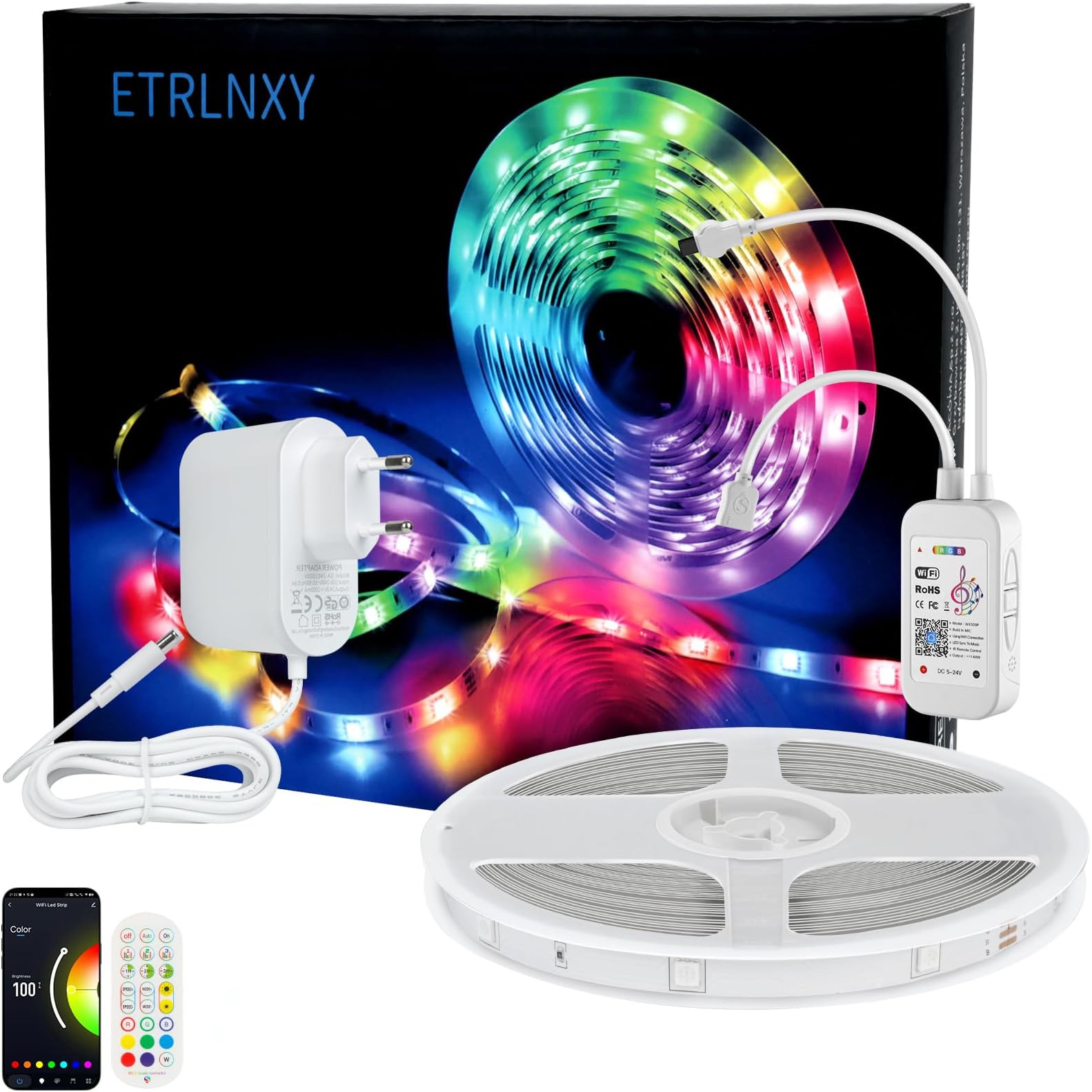 WEILY Striscia LED Alexa, 15M Wifi RGB Led Strip Compatibile con Alexa ...