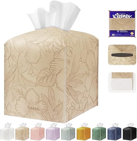 Amazon.com: Tissue Box Holder Cover Square Tissue Cube Cover PU Leather ...