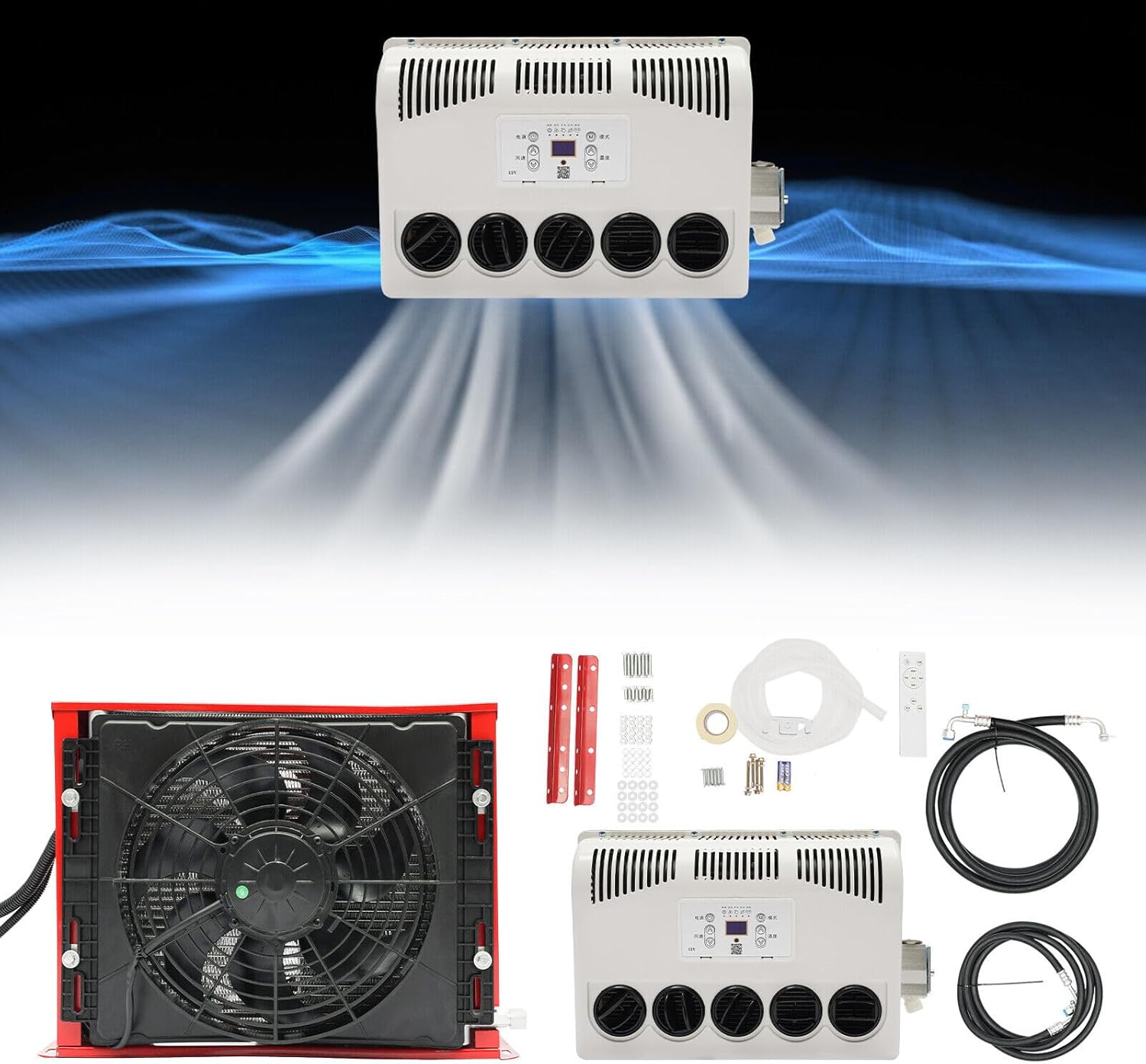 CNCEST 12V Truck Cab Air Conditioner 11000 BTU Split AC Fits Semi ...