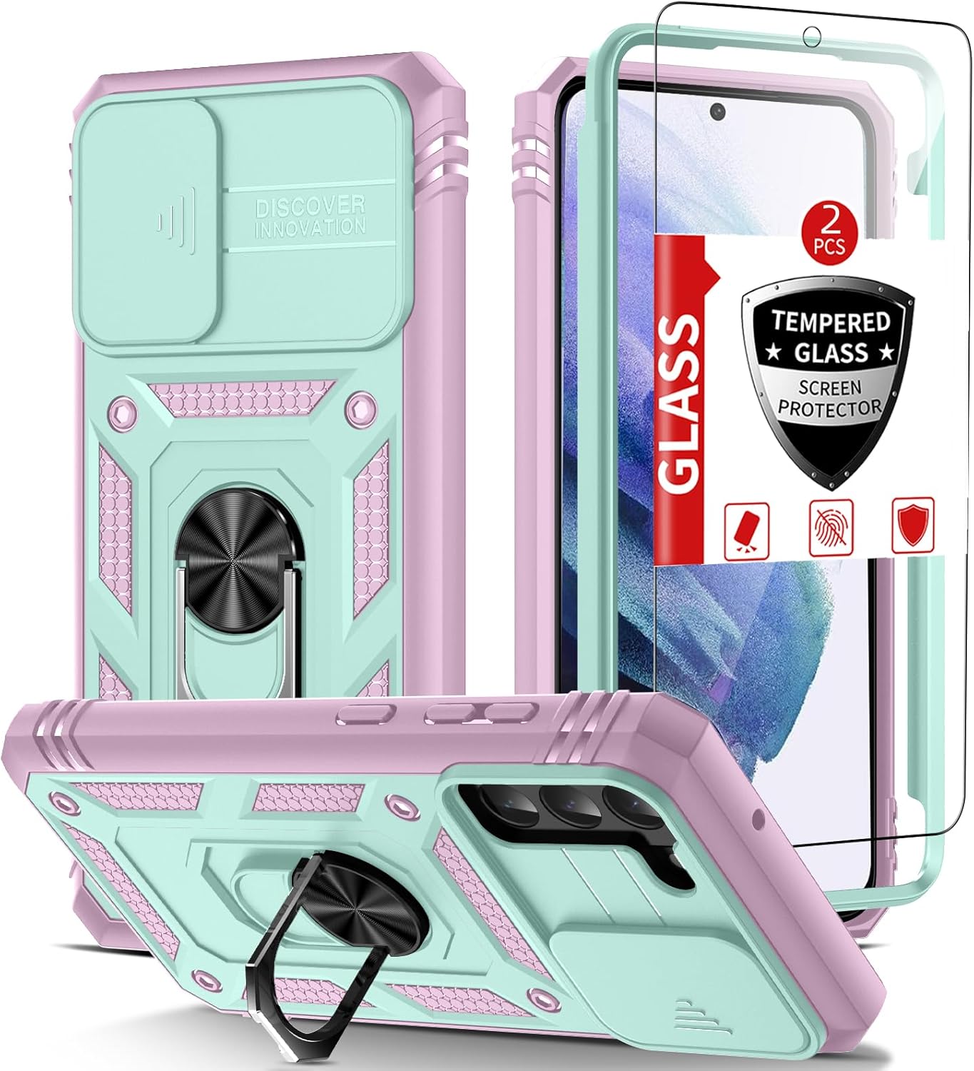 Amazon.com: IYTRRYH for Samsung Galaxy S21 Case 5G with 2 Glass Screen Protectors, with Magnetic ...