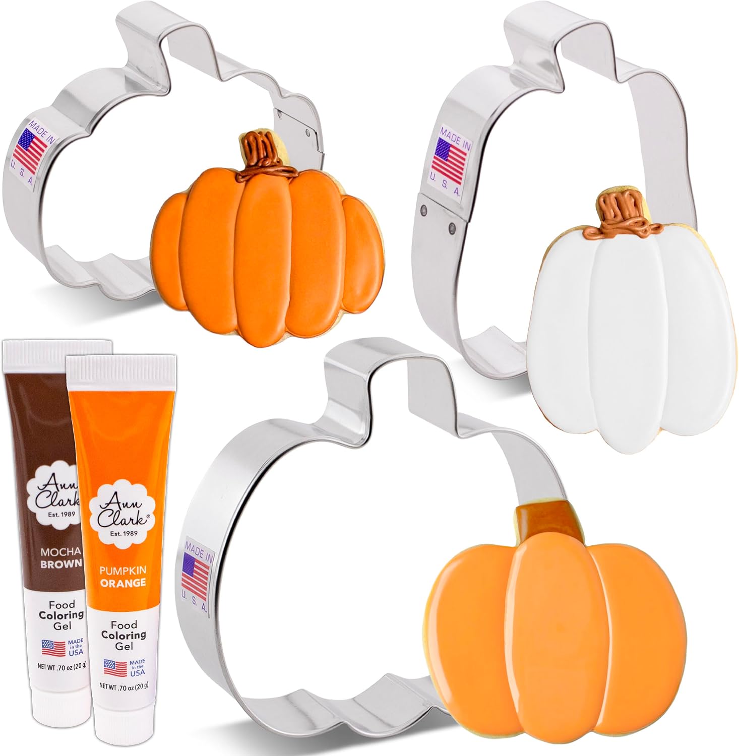 Amazon.com: Ann Clark Pumpkin Cookie Cutters and Decorating 5-Pc. Set ...