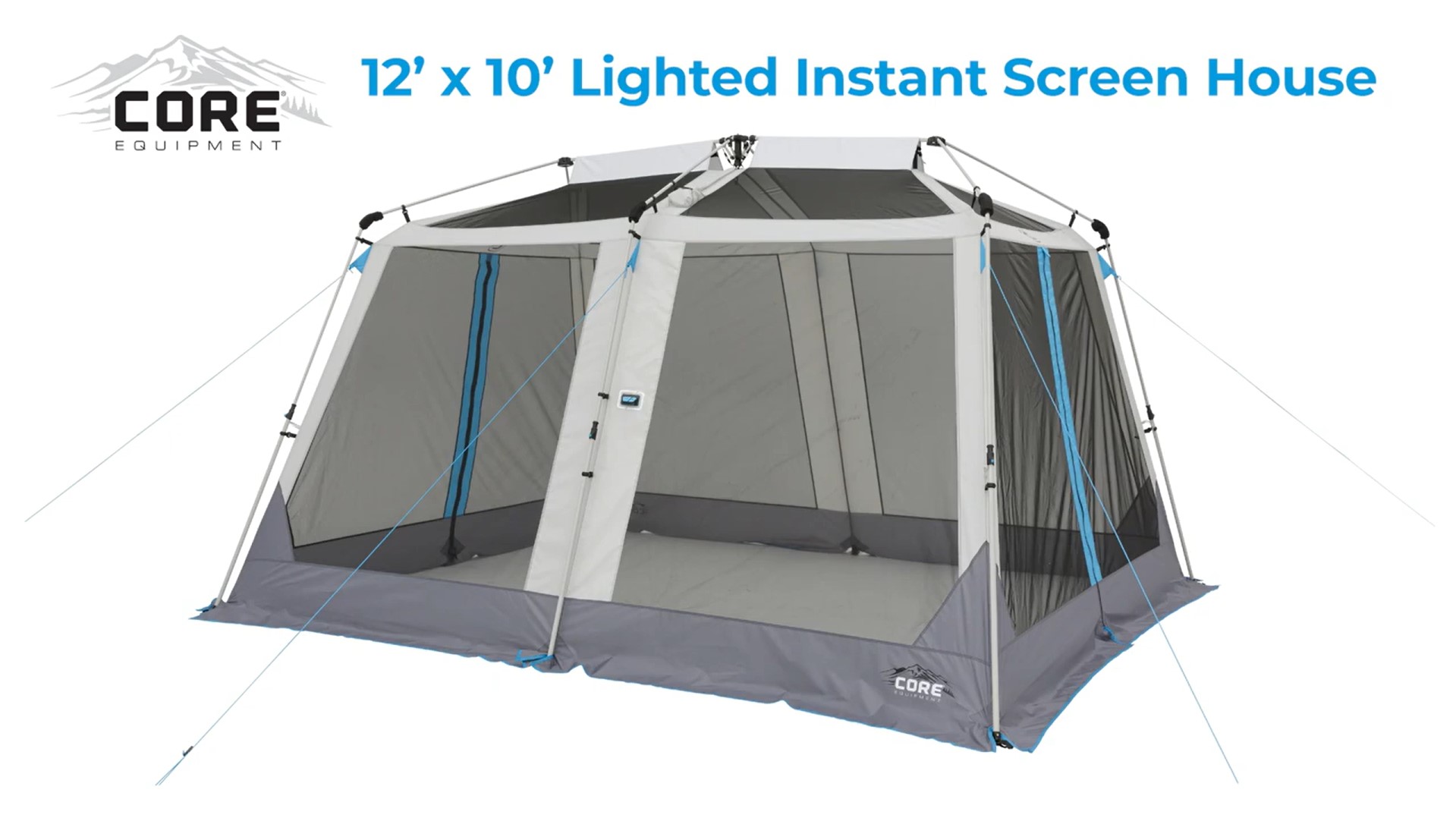 Watch CORE 12＇ x 10＇ Lighted Instant Screen House Setup on Amazon Live