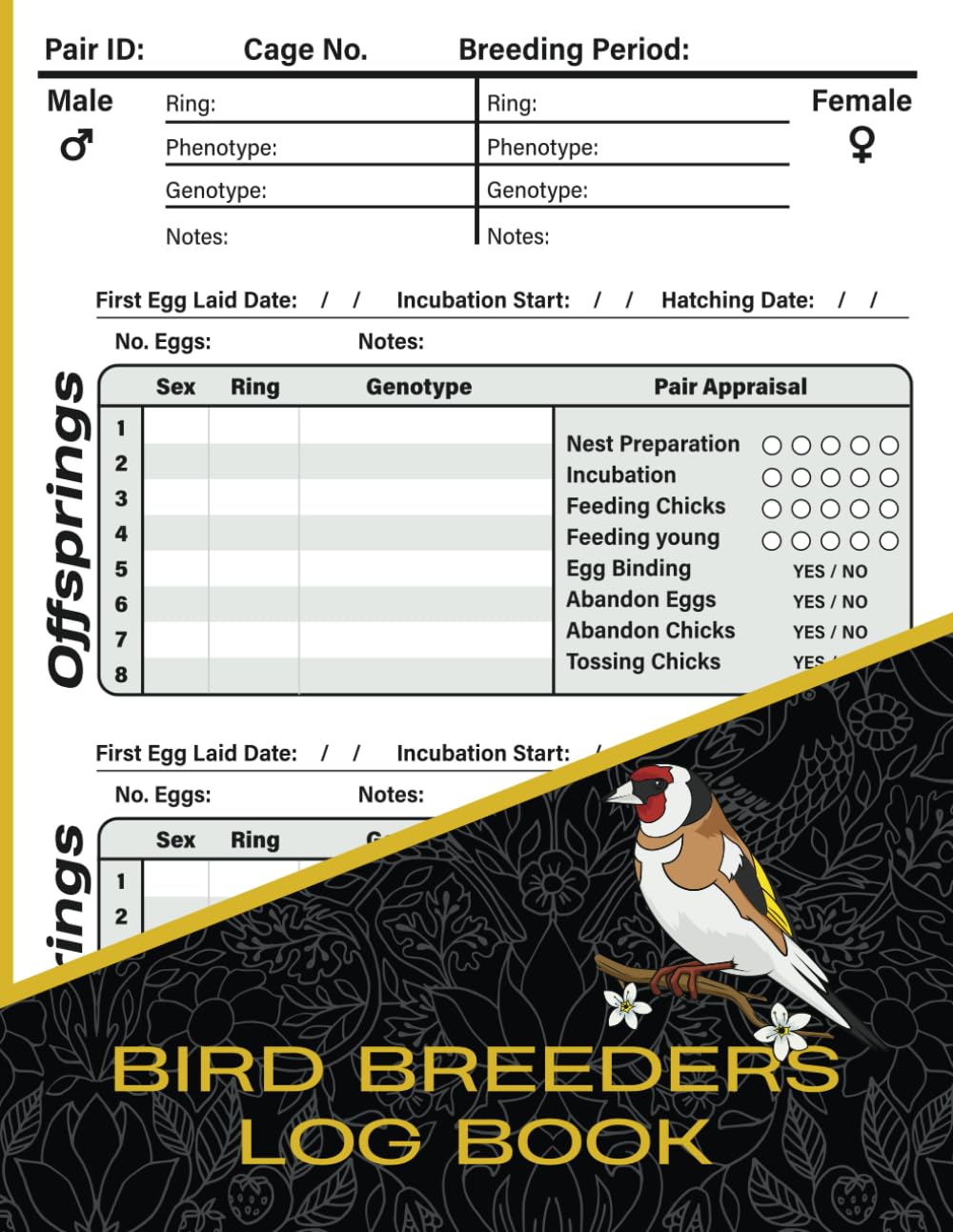 Bird Breeders Log Book: Use This Bird Breeding Log Book To Keep Records ...