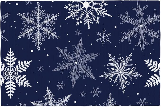 Amazon.com: Fiokroo Winter Snowflakes Blue Placemats Set of 6 Table ...