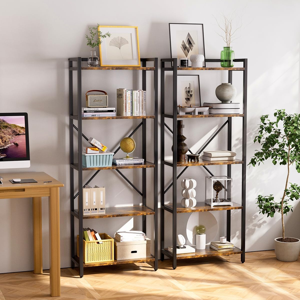 TOPLIVING Librero Minimalista Moderno con Estructura Metálica ...