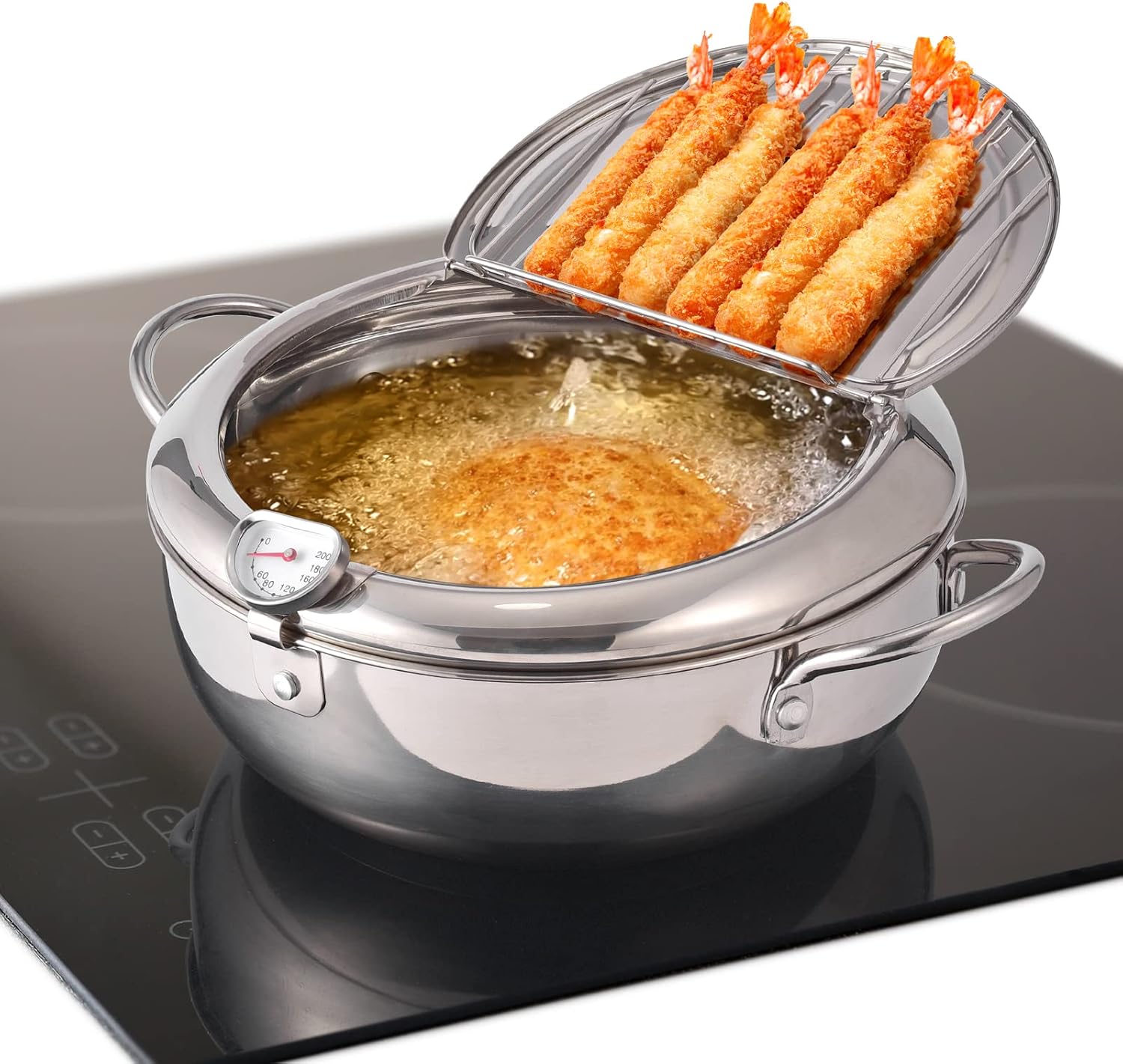 Amazon.com: deep Fryer Pot,304 Stainless Steel with Temperature Control ...