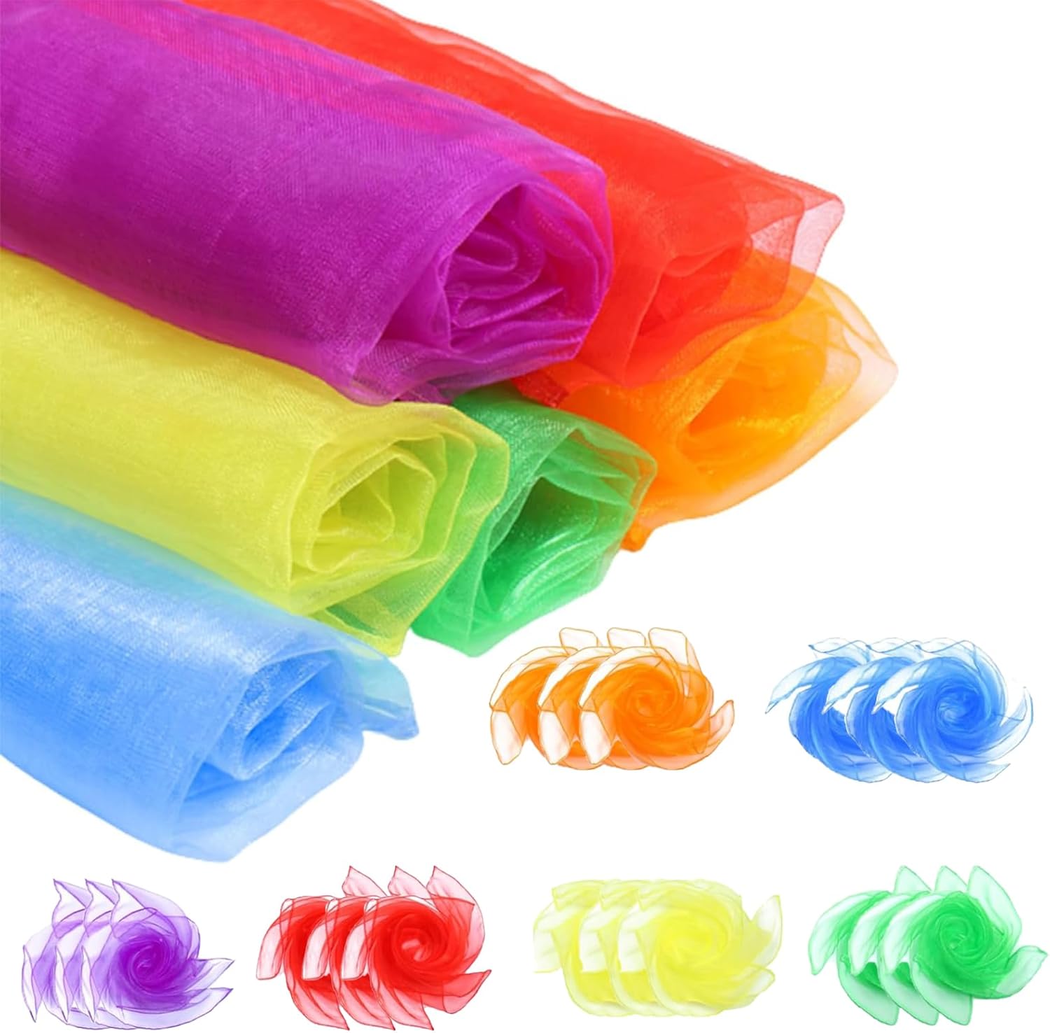 Bomxmon 18 Pcs Sensory Scarves, 24 * 24 Inch Square Dance Scarves, Soft ...