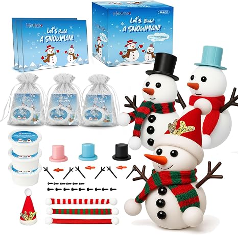 Amazon.com: Hophine 3Pack Build a Snowman Kit, Molding Clay Snowman Kit ...