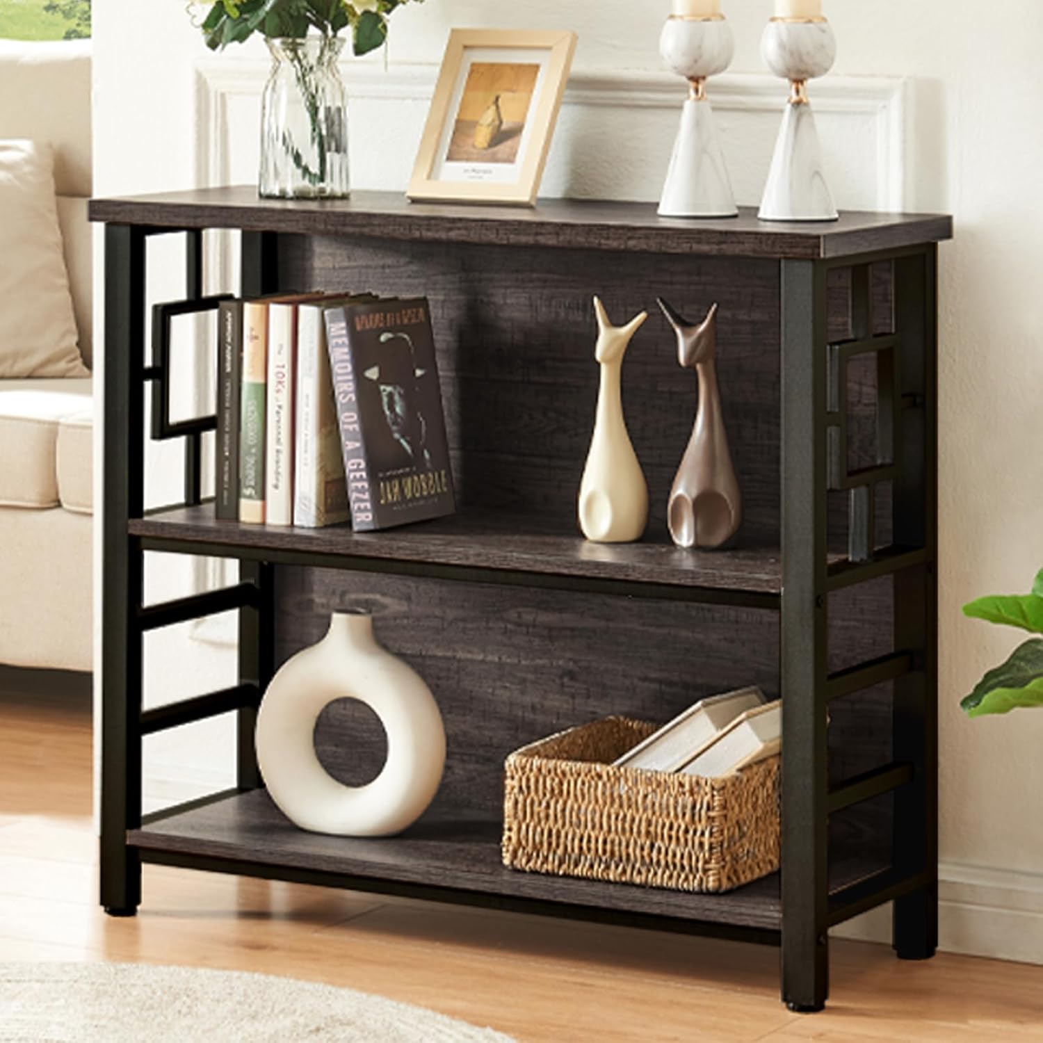 Amazon.com: HOMISSUE Book Shelf, 3 Tier Deep Bookshelf with Storage ...