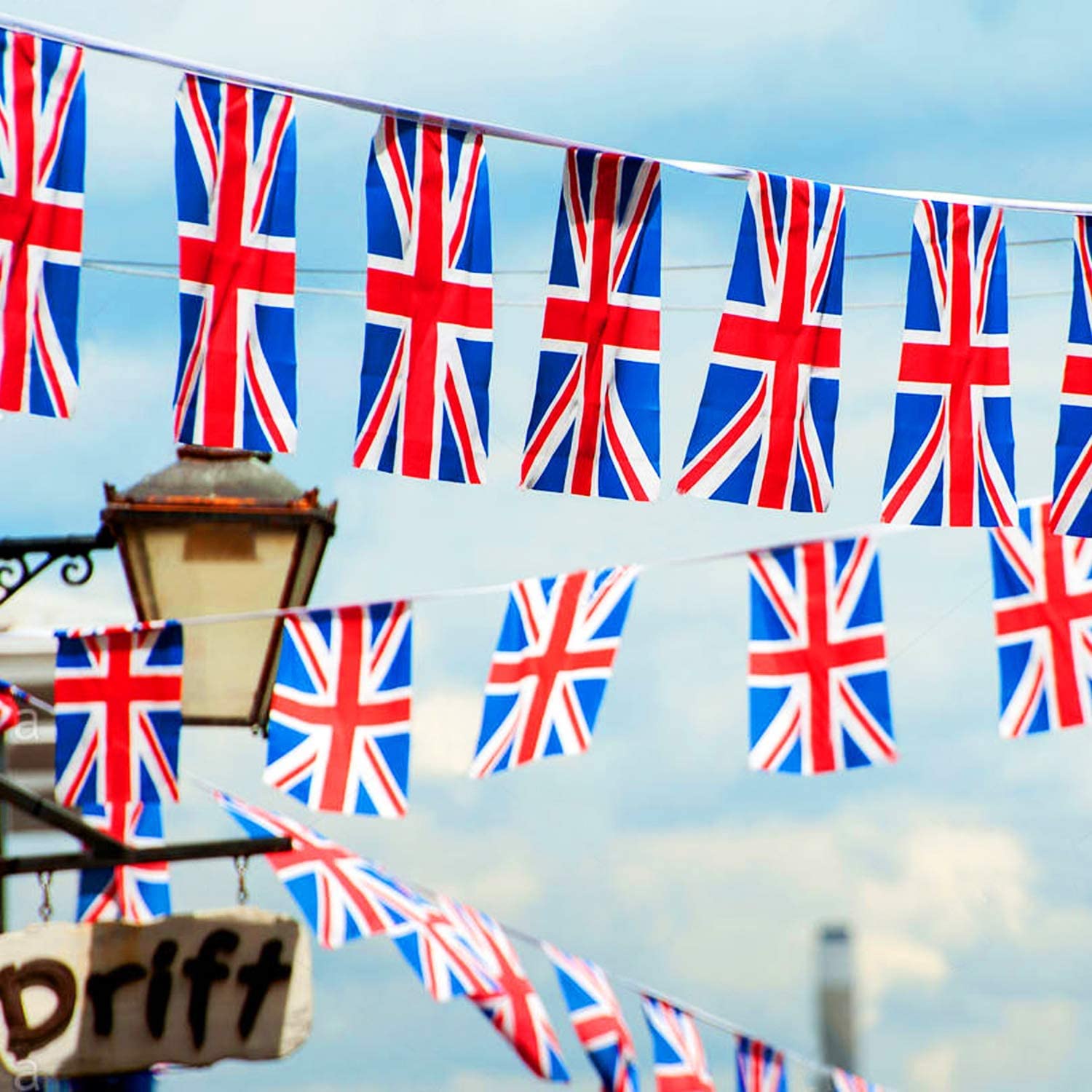 E-ASUM Union Jack Bunting Flag 30pcs British Banners, 32.8Ft British ...