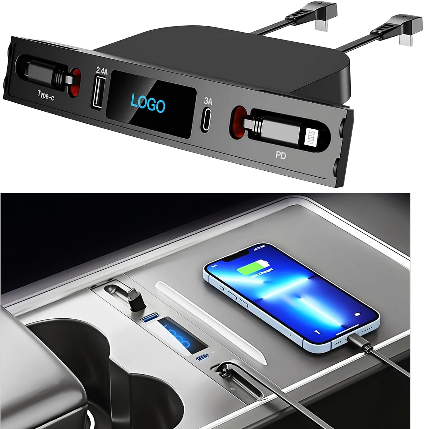 Amazon.com: Car USB Charger Multi Port for 2021-2023 Tesla Model 3/Y ...