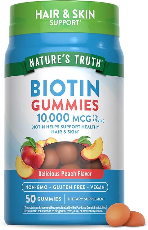 Amazon.com: Nature's Truth Biotin Gummies | 10000mcg | 50 Count | Vegan ...
