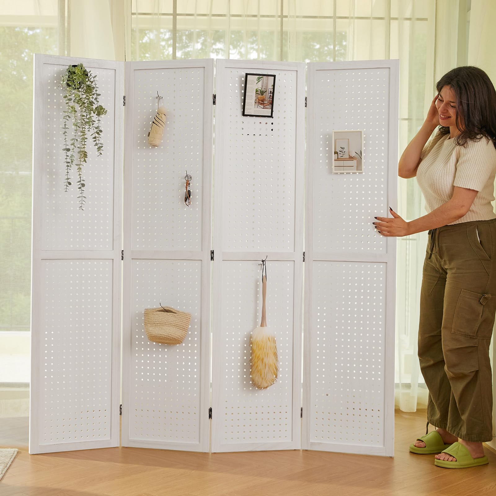 Amazon.com: Peg Board Display Stand, 66.9inch Room Divider Freestanding ...