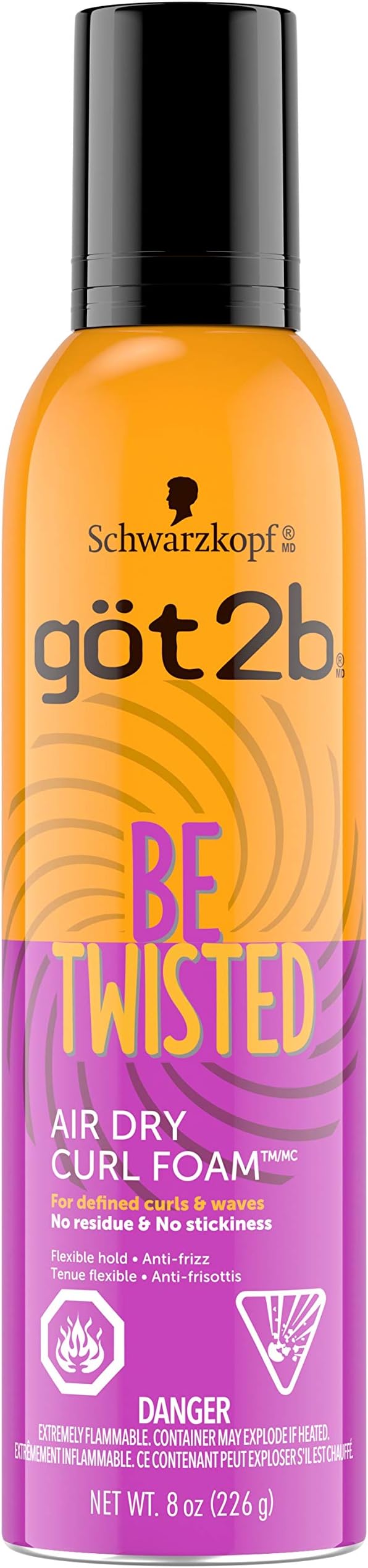 Amazon.com: Got2b Be Twisted Air Dry Curl Foam, 8 oz : Beauty ...