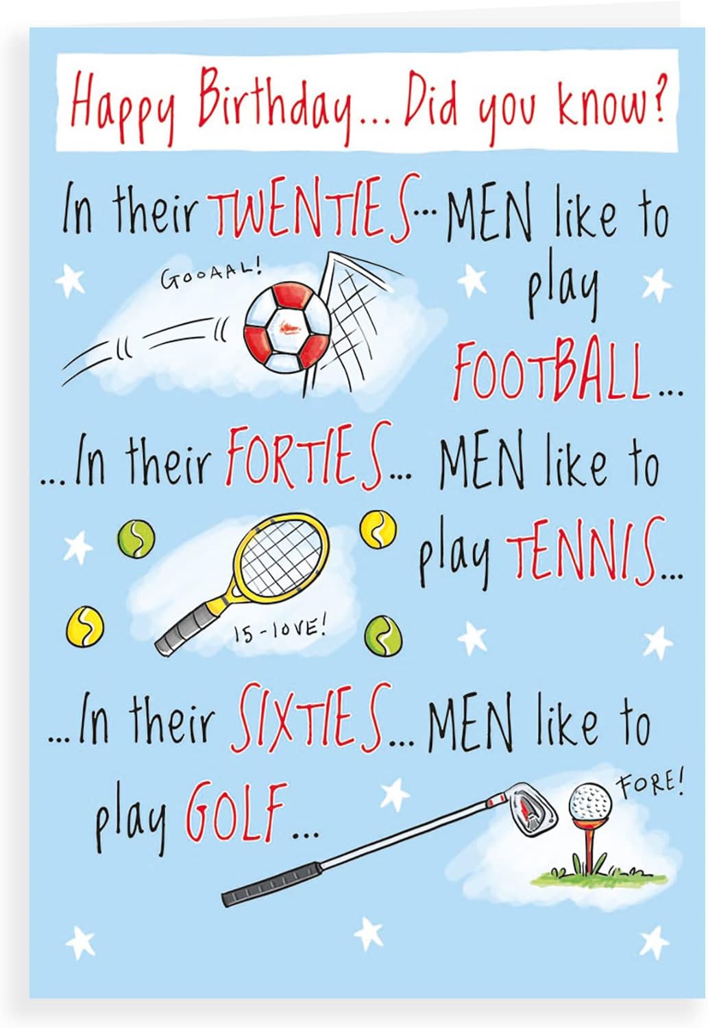 Regal Publishing Humour Funny Birthday Card Men play sports - 7 x 5 ...