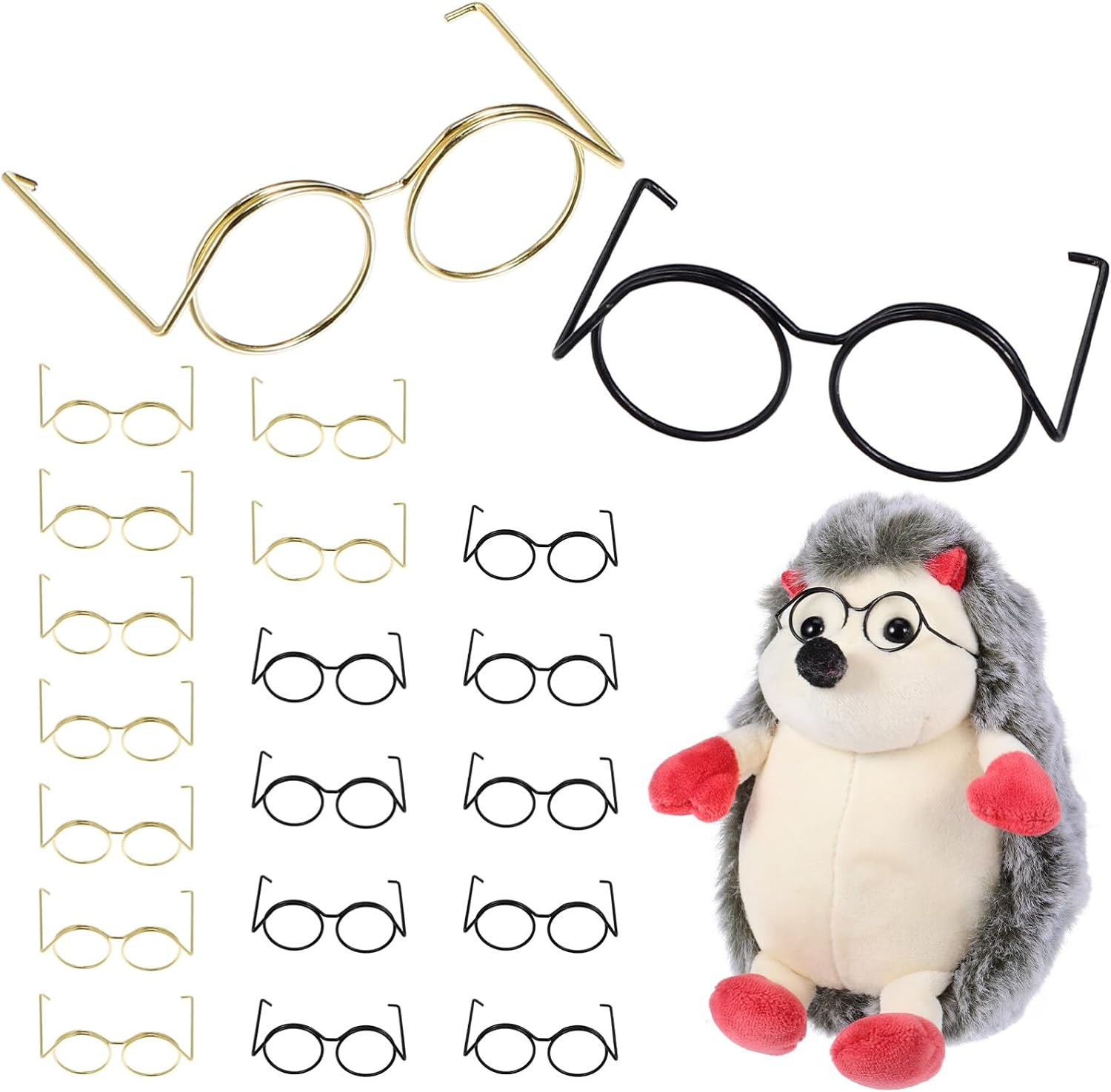 Amazon.com: Operitacx 20pcs Doll Glasses Metal Wire Rim Clear Lens ...