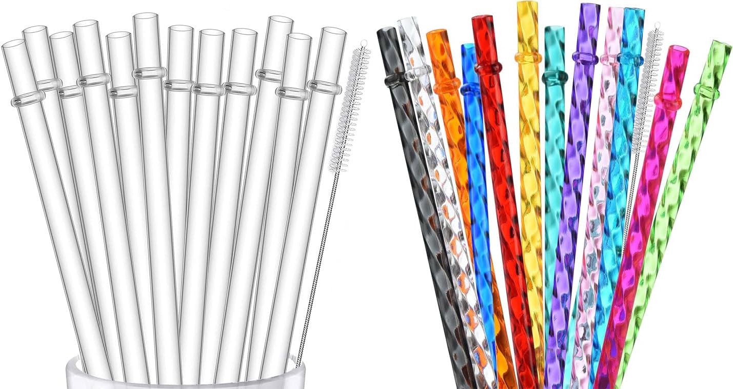 Amazon.com: ALINK 10.5 in Reusable Clear Straws and 11 in Plastic Swirl ...