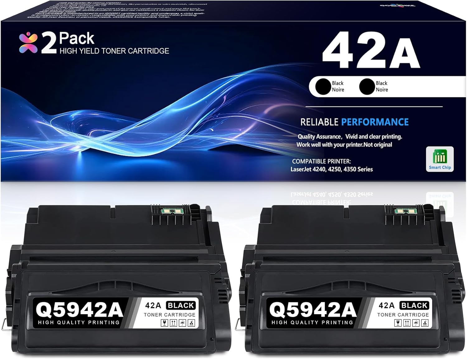 Amazon.com: 42A Q5942A Toner Cartridge with CHIP 2 Pack: High Yield ...