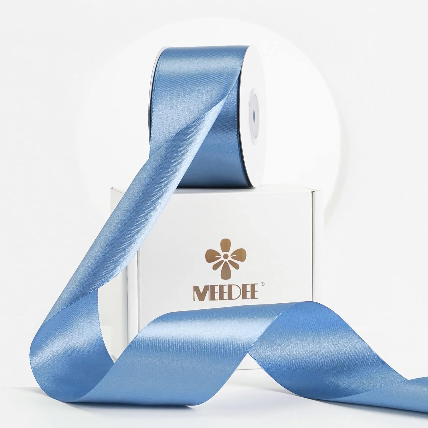 Amazon.com: MEEDEE Smoke Blue Satin Ribbon 2 Inch Dusty Blue Ribbon Lux ...