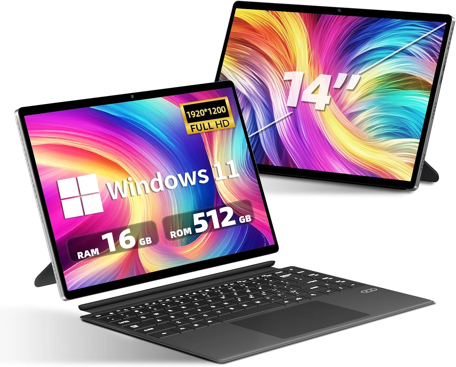 PC Portatile 2 in 1, Notebook 16 GB LPDDR5+512 GB ROM SSD N100 CPU ...