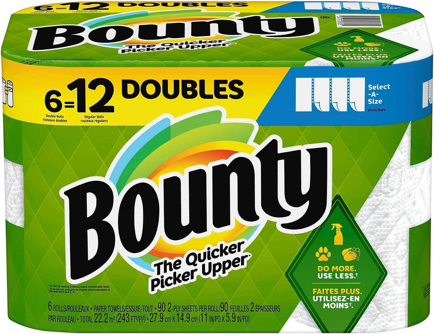 Amazon.com: Bounty Full Sheet Paper Towels, White, 2 Triple Rolls - 6 ...