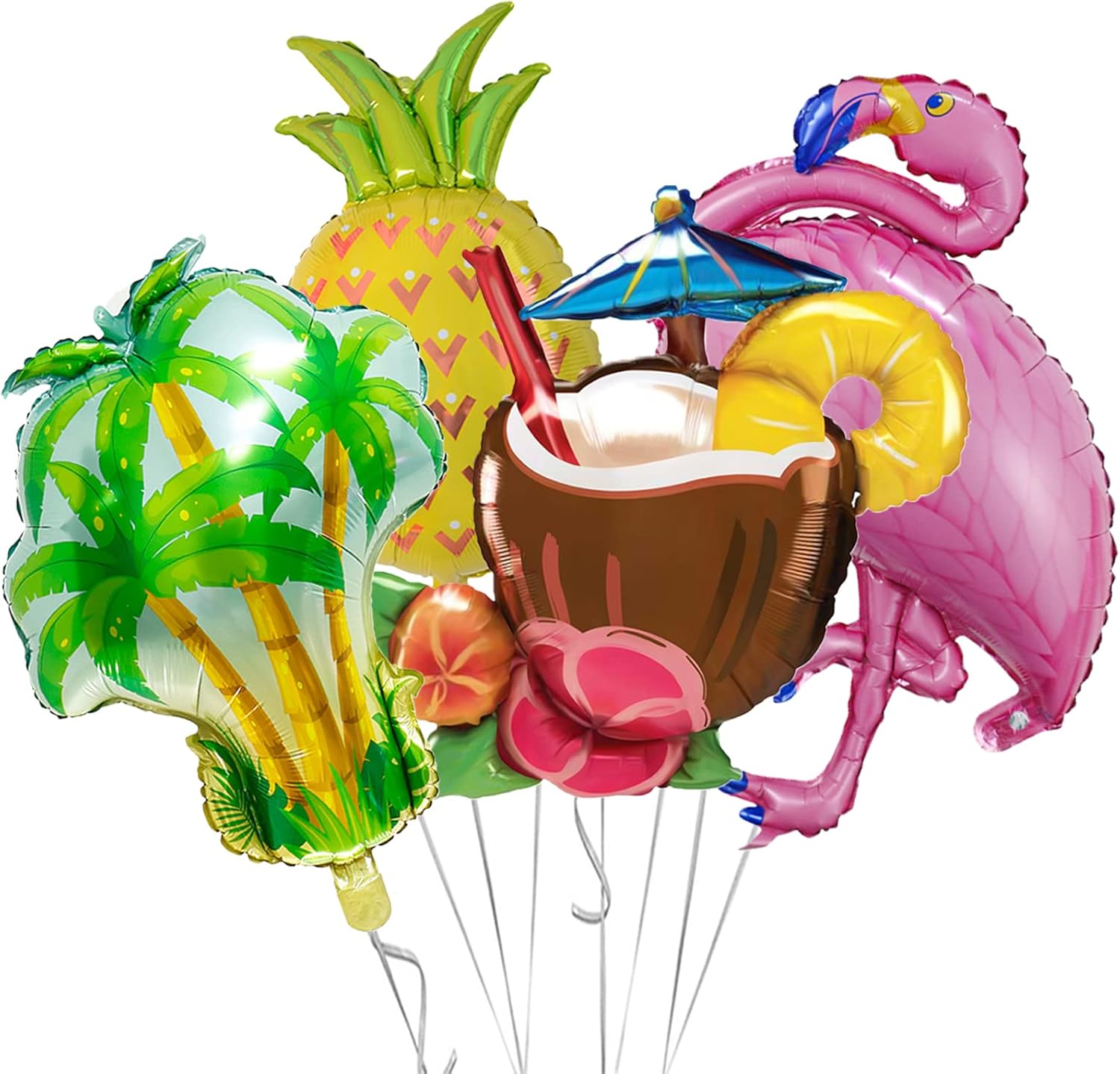 Amazon.com: 4Pcs Tropical Balloons Large Flamingos Foil Balloon ...