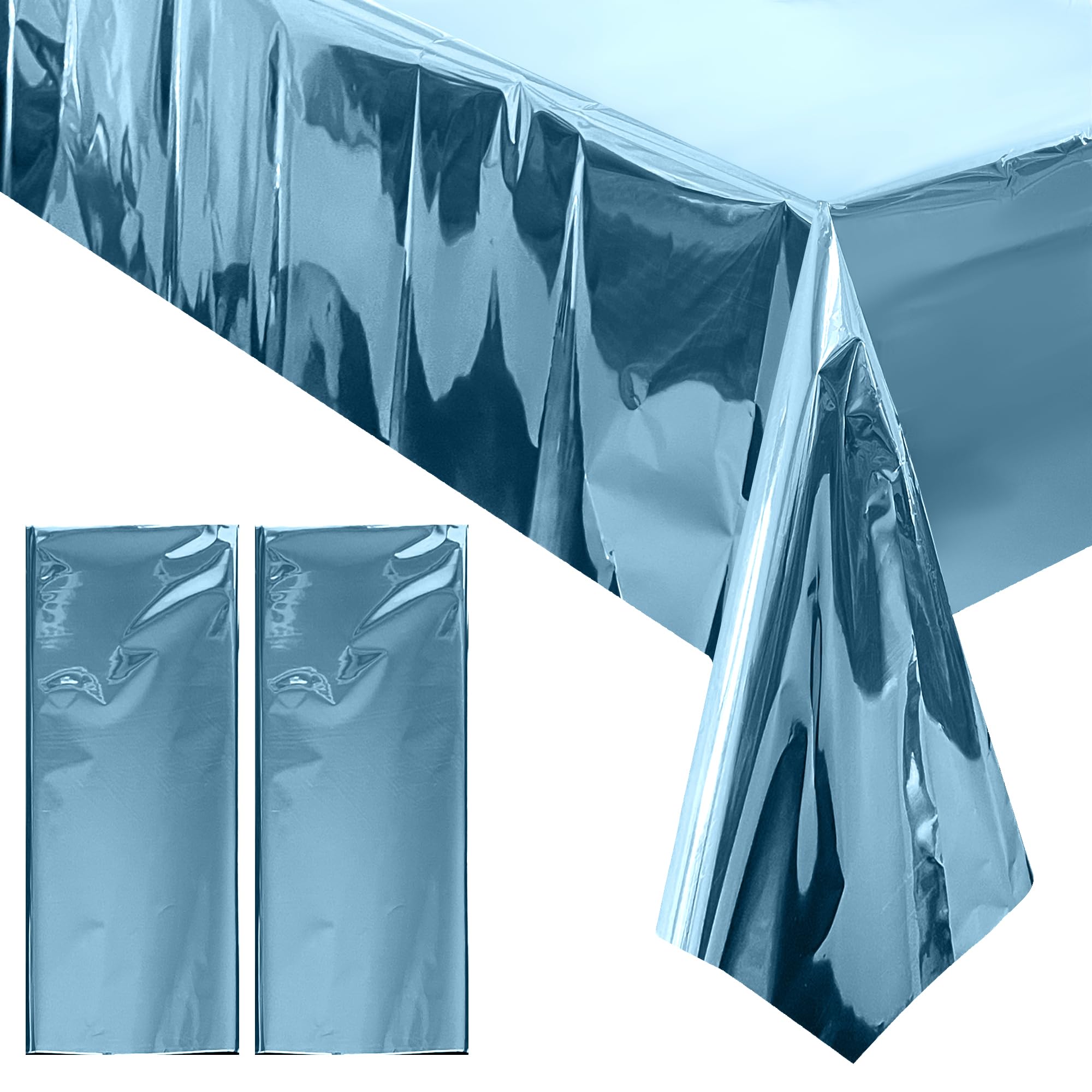 Amazon.com: 2pcs Light Blue Foil Tablecloth 54*72inch Plastic Baby ...