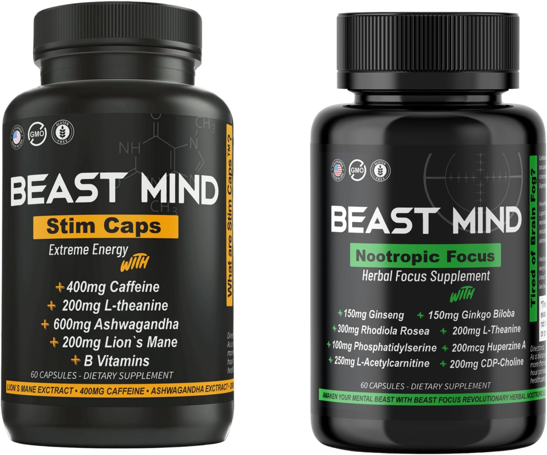Amazon.com: Beast Mind: Energy & Focus Power Pack - Caffeine ...