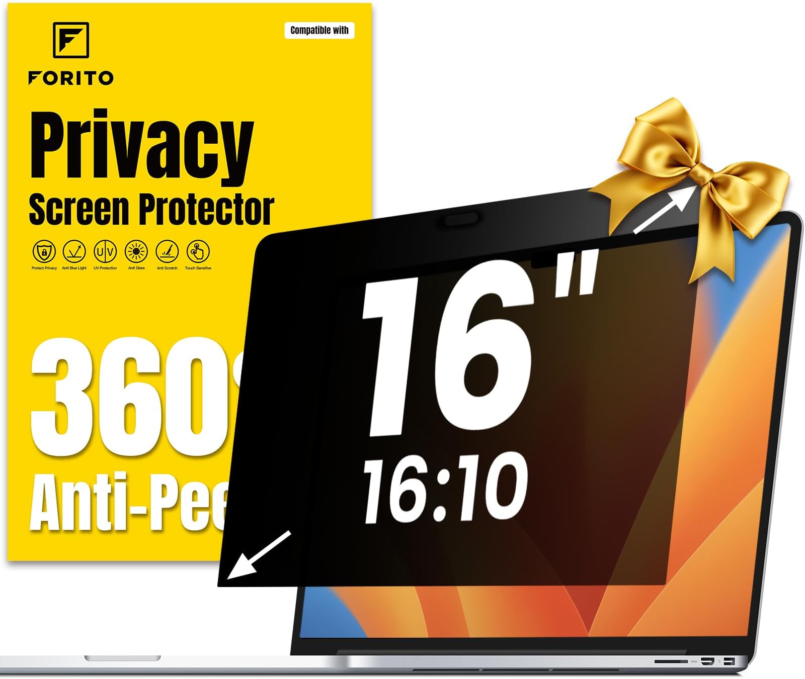 Amazon.com: F FORITO 16 Inch 16:10 360° Laptop Privacy Screen Protector ...