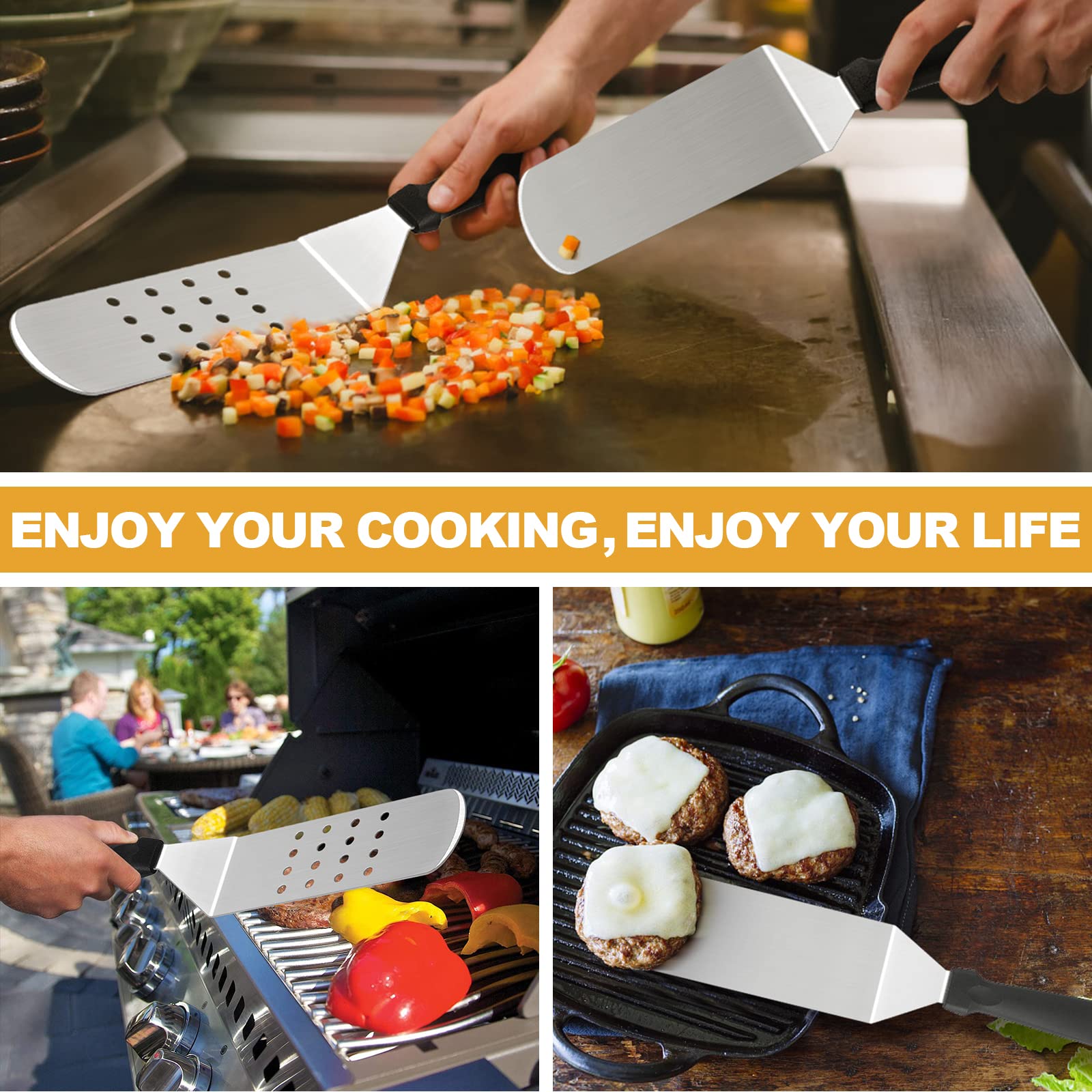 Snapklik.com : Griddle Accessories Kit Of 5, Heavy Duty Metal Spatula ...