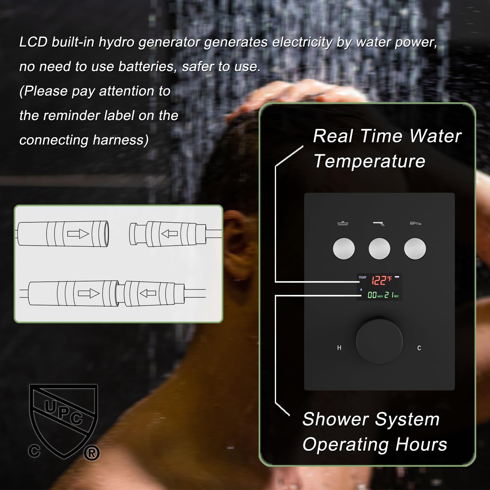 Thermostatic Full Body Shower System Matte Black Shower Faucets Set ...