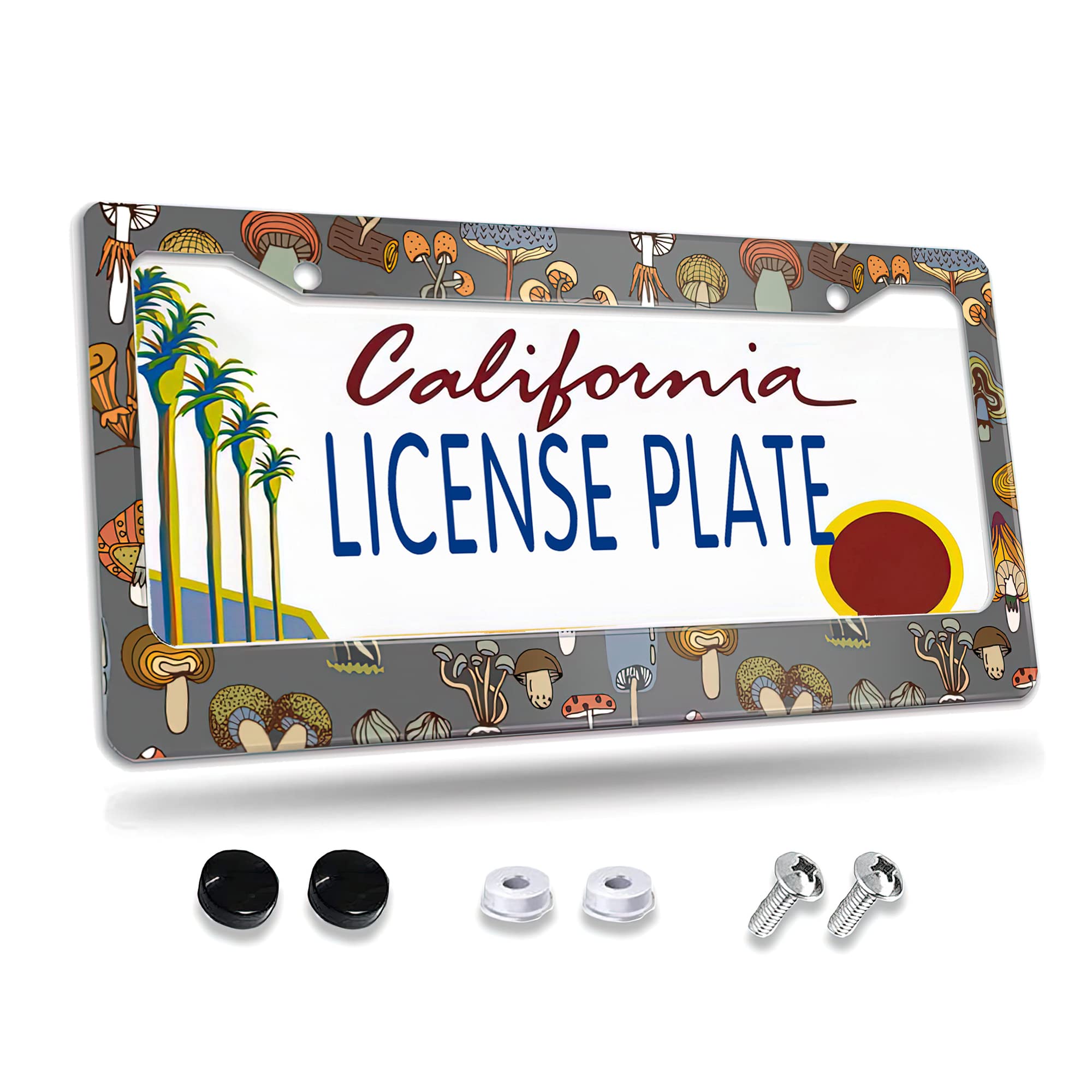 Amazon.com: Mushroom License Plate Frame,Mushrooms License Plate Frames ...