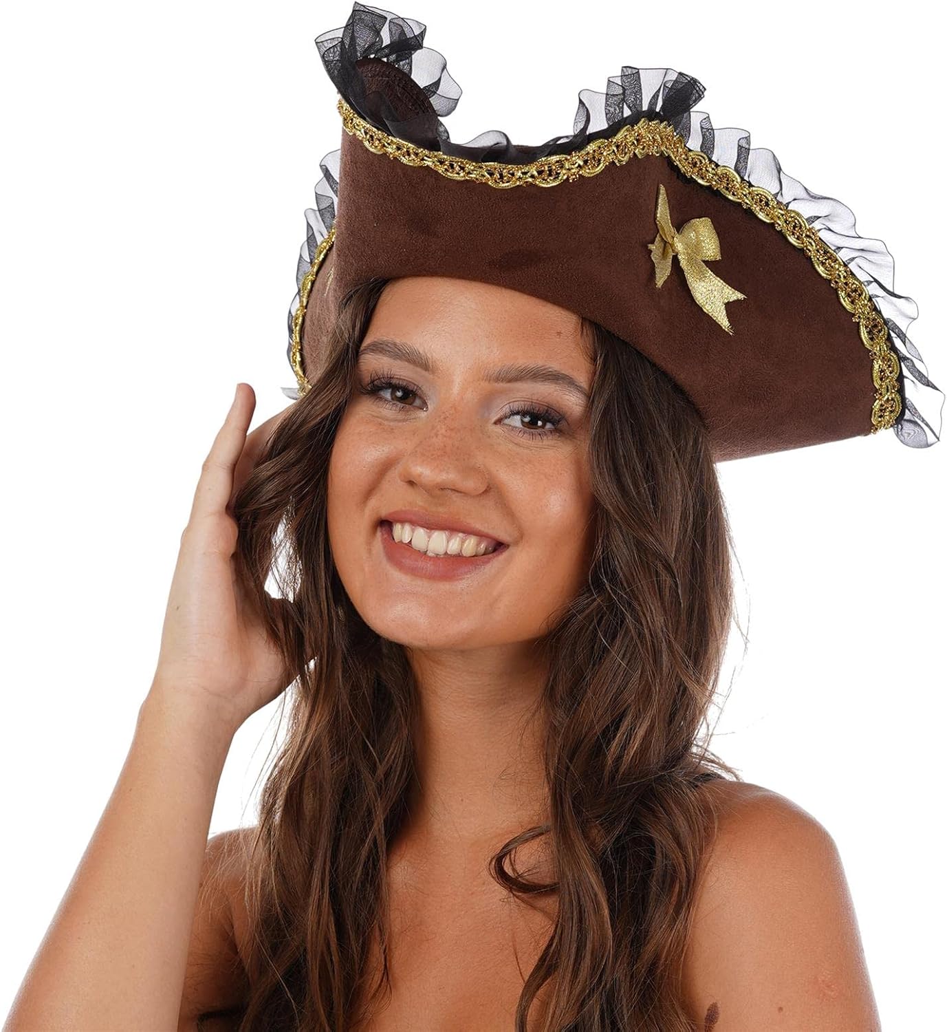 Stylex Deluxe Brown Tricone Pirate Hat Party Fancy Dress Cosplay ...