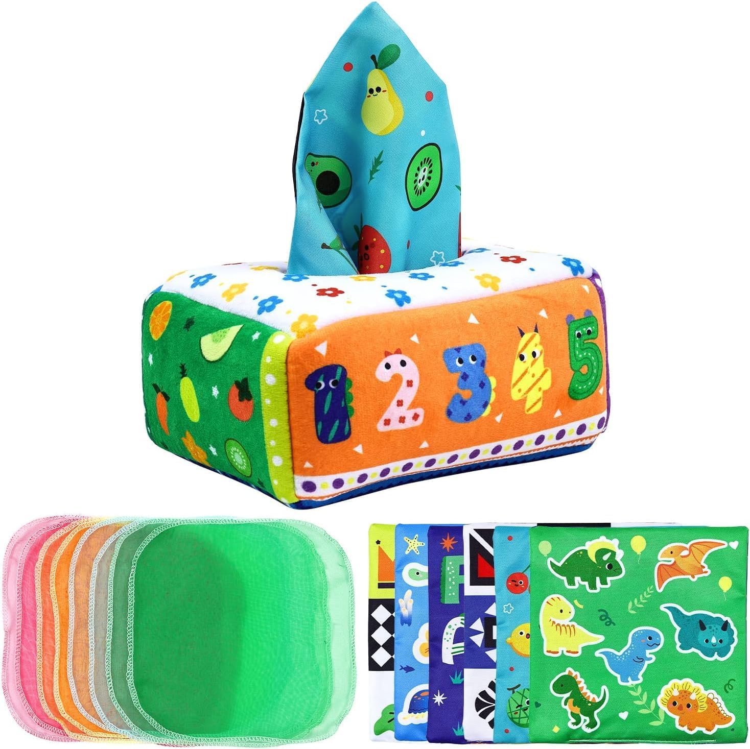 Baby Tissue Box Toy, Soft Stuffed High Contrast Baby Toys Montessori ...