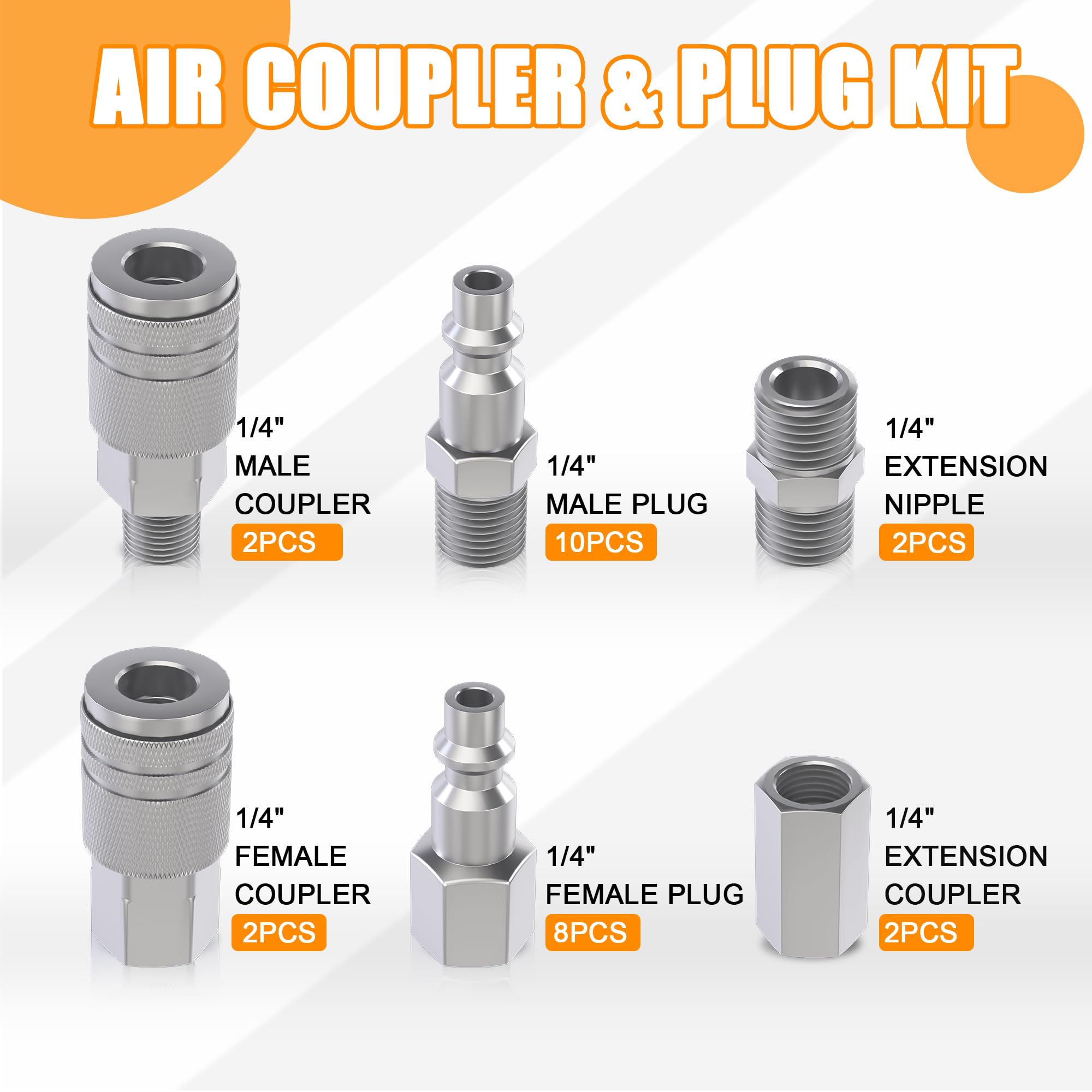 Snapklik.com : Air Coupler & Plug Kit,28 Pieces 1/4" NPT Air Tool Fittings Set,Quick Connect Air ...