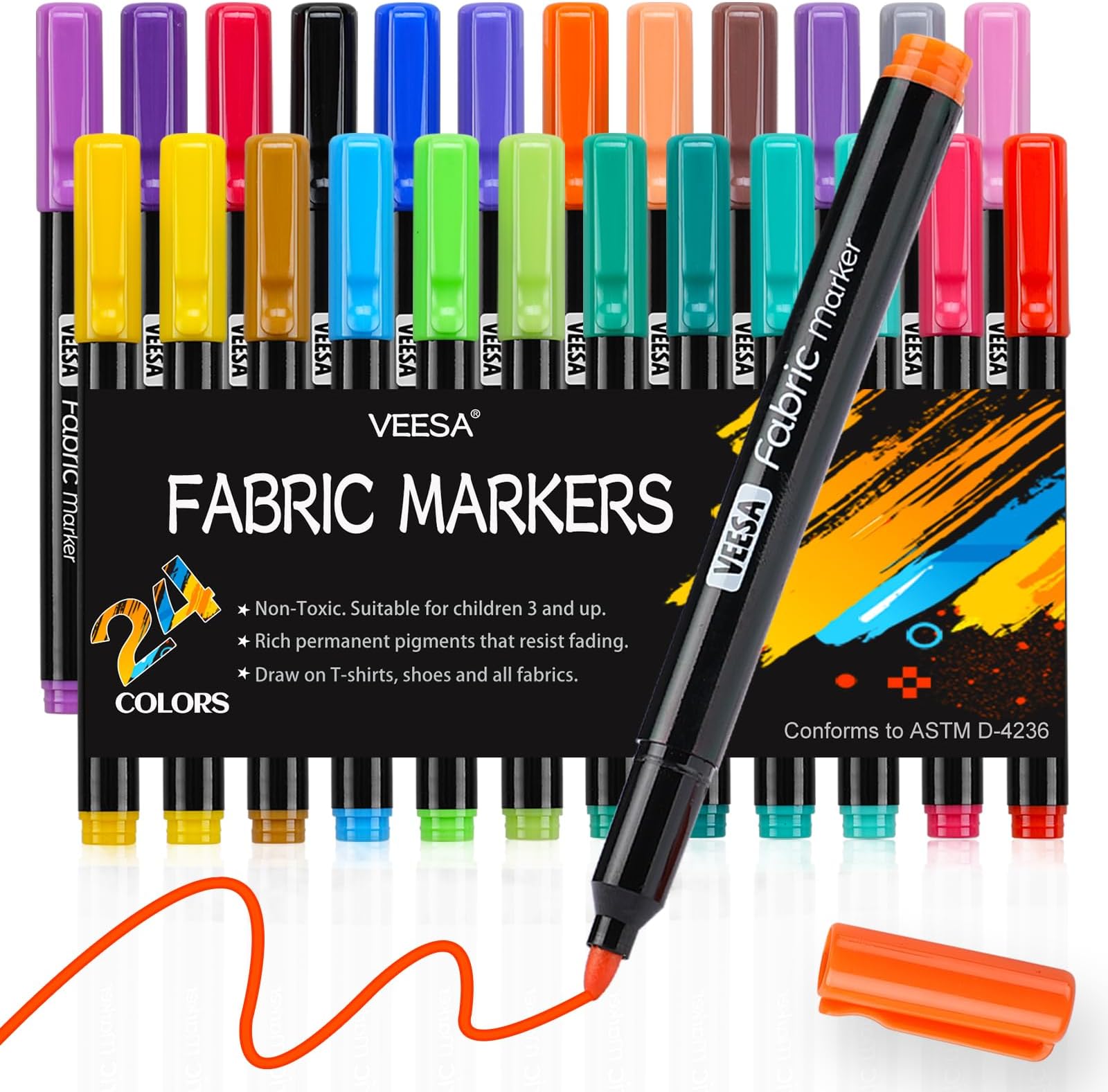 Amazon.com: ARTISTRO 24 Fabric Markers - Fine Tip Fabric Markers ...