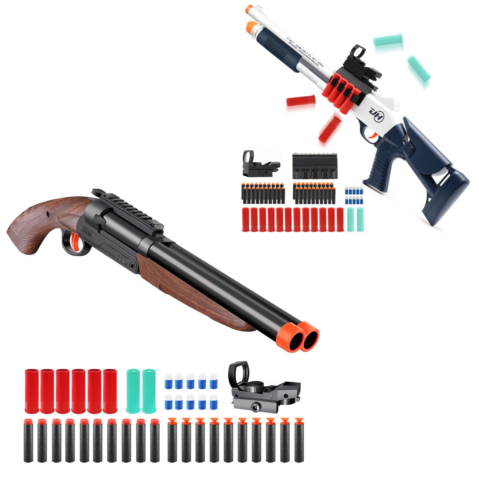 Amazon.com: Bugrtey Double-barreled Toy Gun and Soft Bullet Shotgun ...