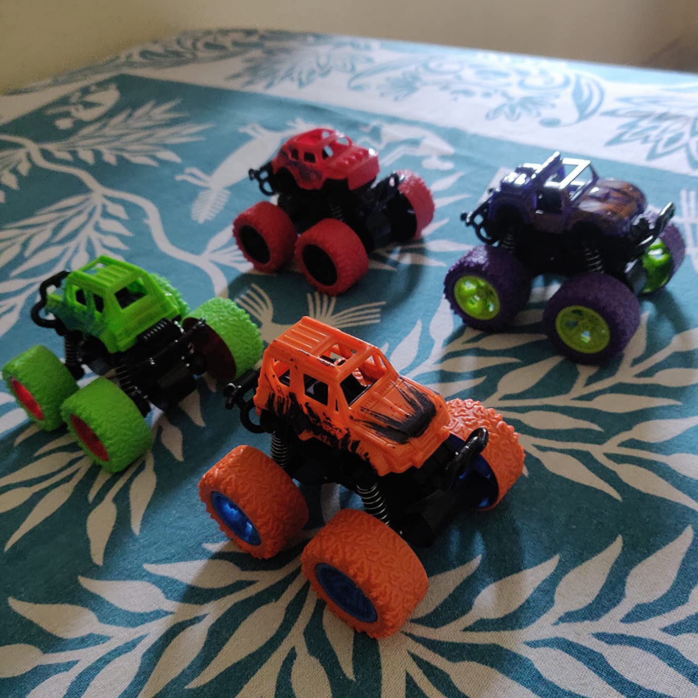 mQFIT Plastic Monster Truck, 4pcs, Multicolour : Amazon.in: Toys & Games