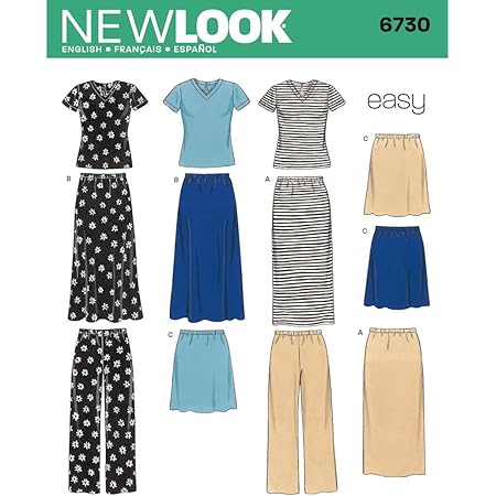 New Look Sewing Pattern 6483: Misses Tops, Size A, Silk, White, A (6-8 ...