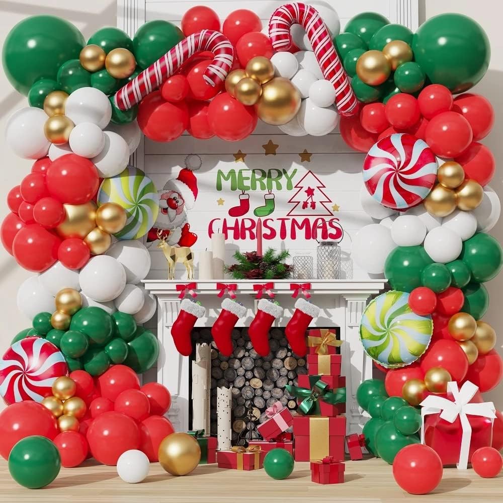 Amazon.com: Christmas Balloon Garland Arch kit with Red White Green ...