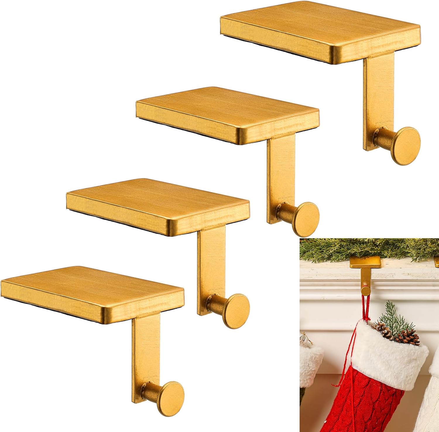 Amazon.com: Landhoow 4 Pcs Christmas Stocking Holders Mantel Hangers ...