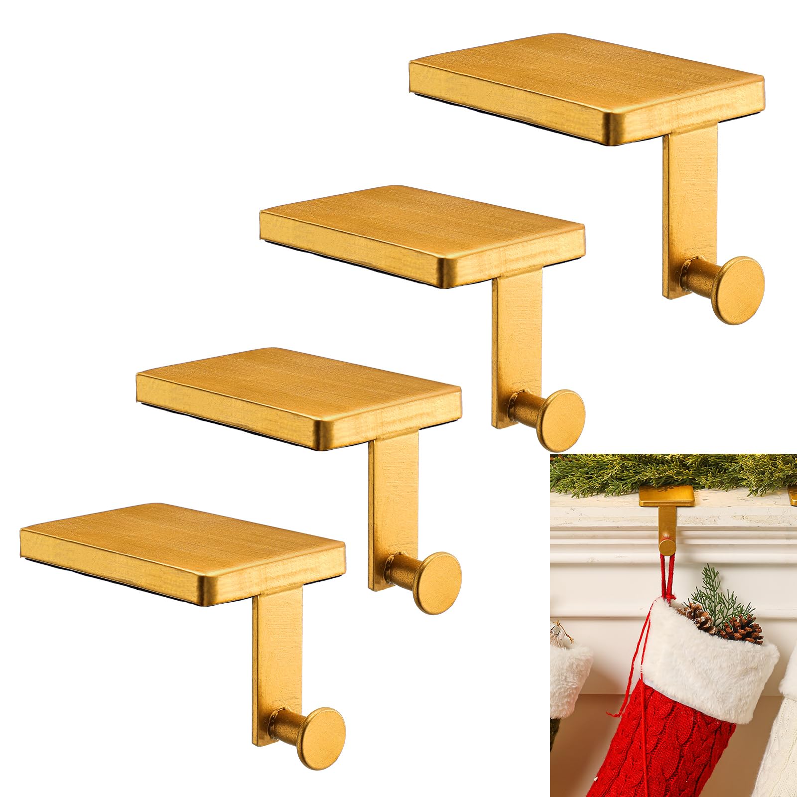 Amazon.com: Landhoow 4 Pcs Christmas Stocking Holders Mantel Stocking ...