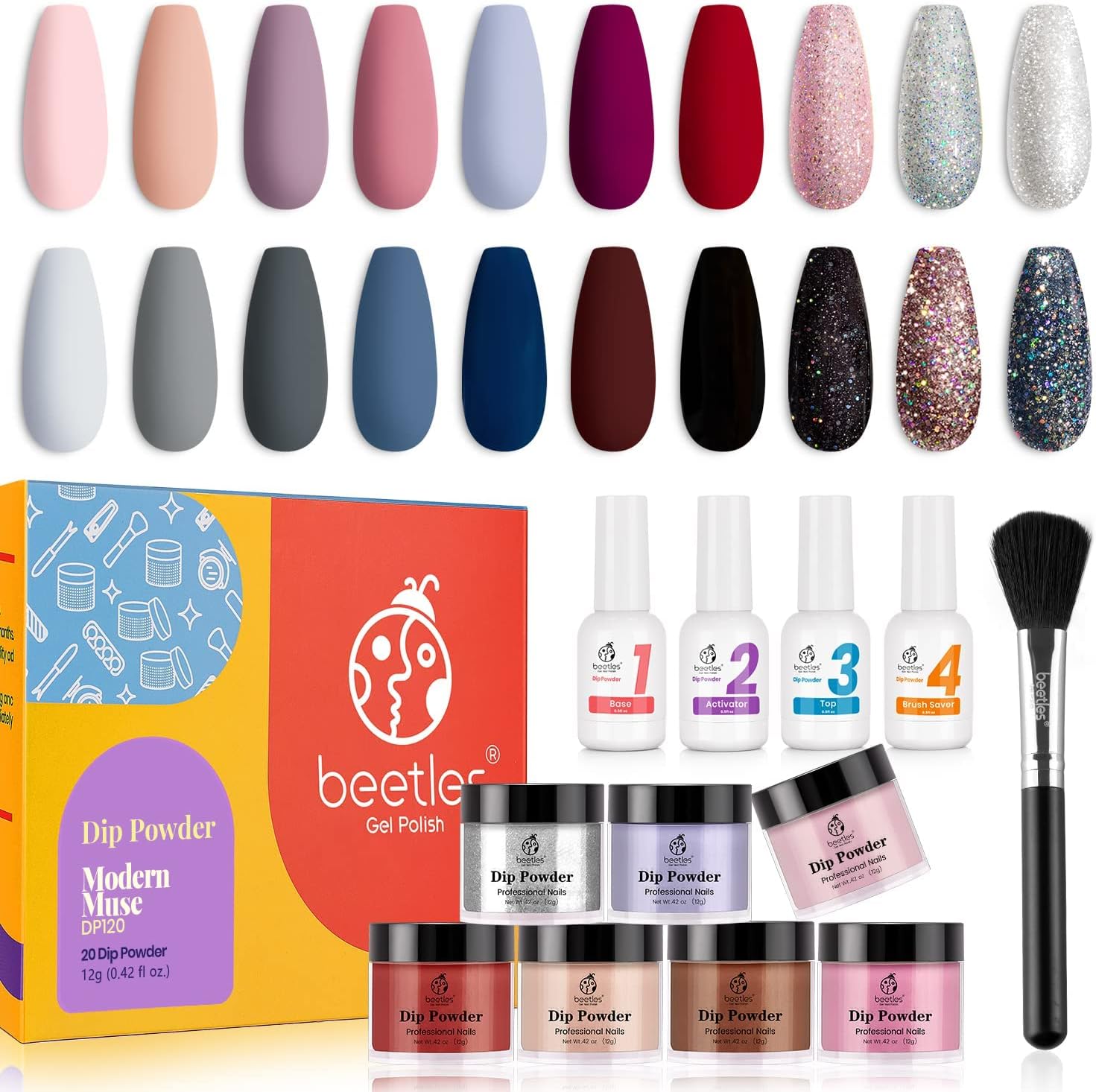 Amazon.com : Beetles 20Pc Dip Powder Nail Kit Starter, Modern Muse ...