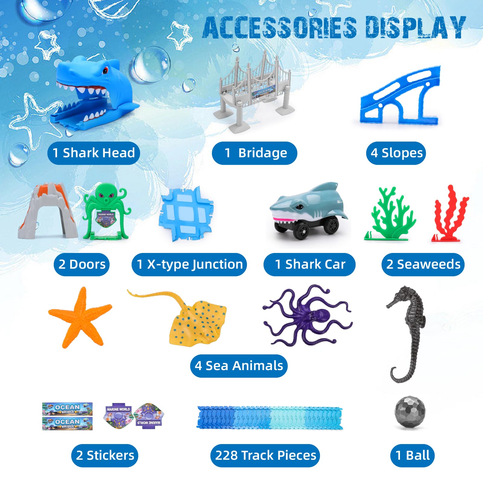 Snapklik.com : Track Toys 264 Pcs Shark Race Car, Valentines Day Gifts ...