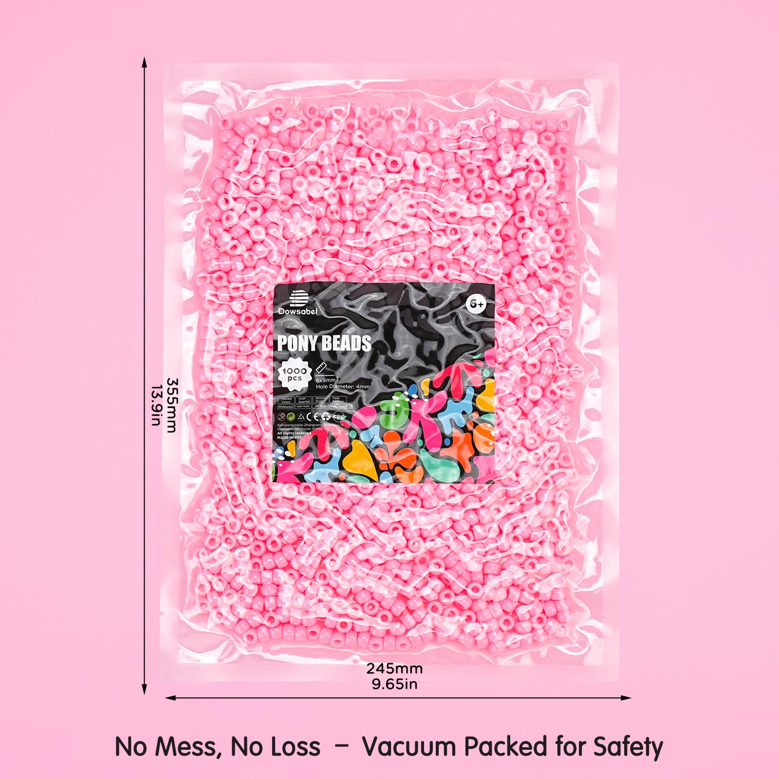 Snapklik.com : Pink Pony Beads Bulk 1000 Pcs 6x9mm, Large Hole Kandi ...