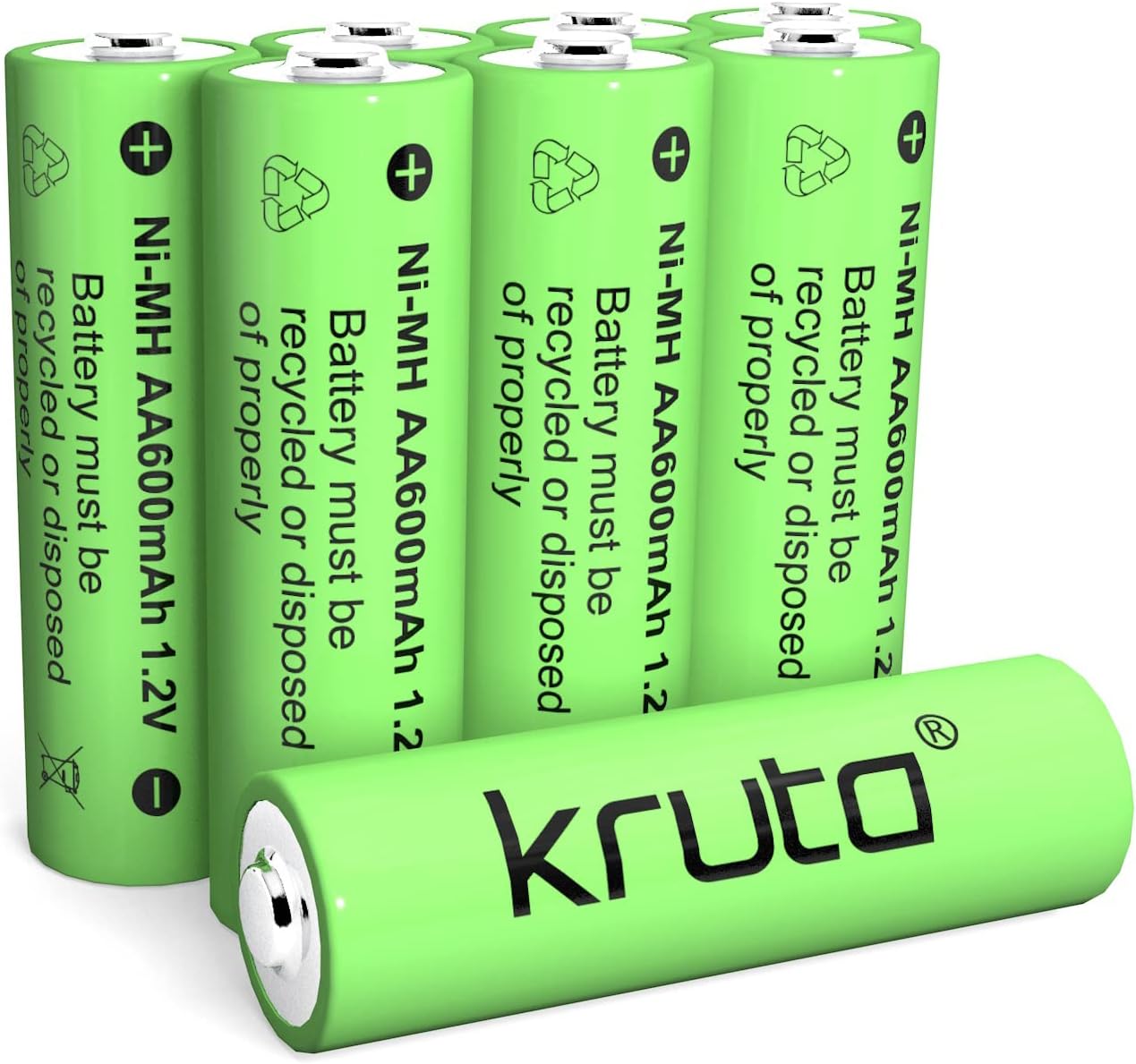 Amazon.com: Kruta Solar AA Rechargeable Batteries NiMH 600mAh 1.2v ...