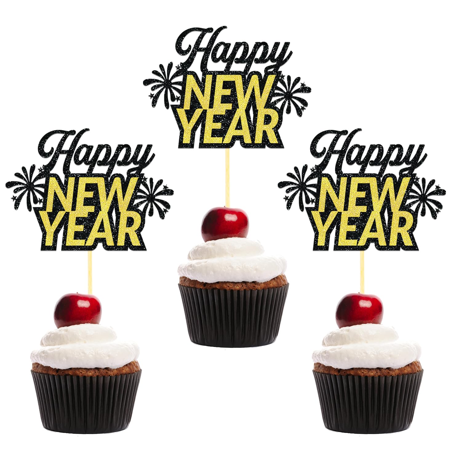 Amazon.com: 24PCS Happy New Year Cupcake Toppers, 2025 New Year Eve ...