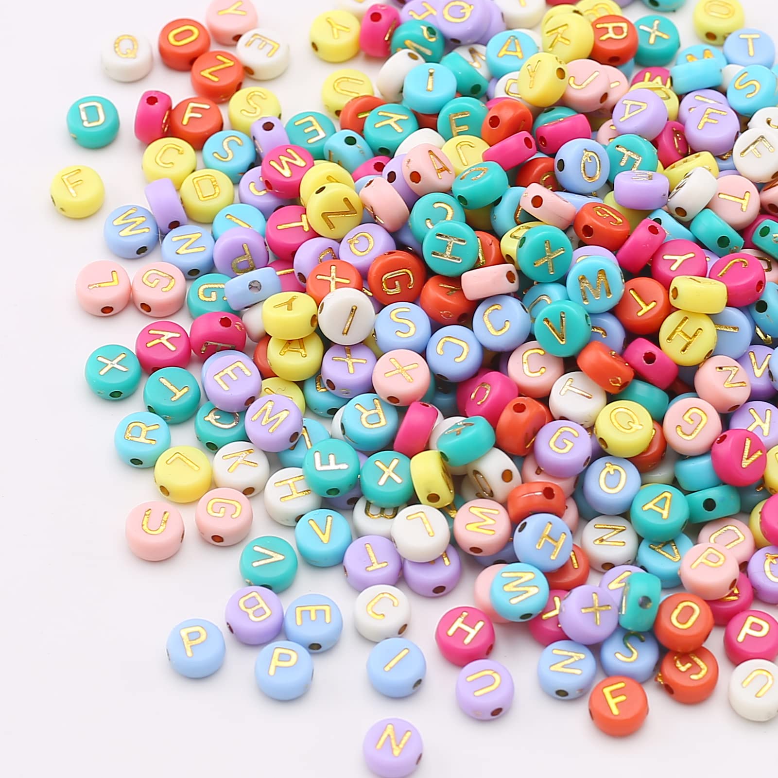 Amazon.com: ToBeIT 1000pcs Letter Beads Color Alphabet Beads Gold Round ...