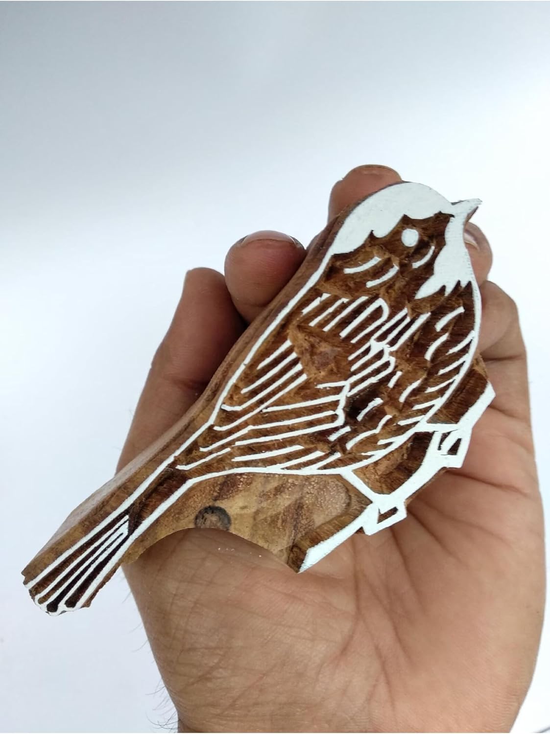 Wooden Block Stamp Handcarved Sparrow Bird Wooden Stamp, Clay Potter ...