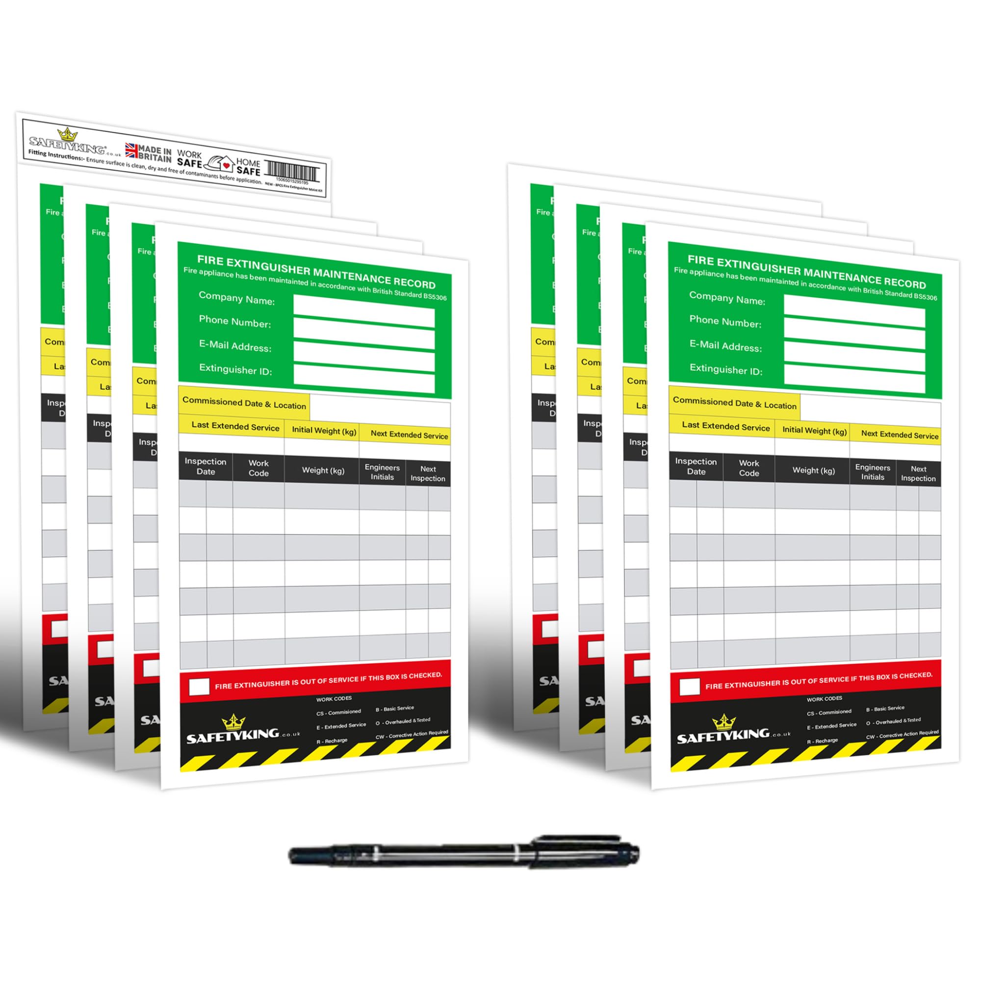 Buy SAFETYKING® 8 Piece Fire Extinguisher Maintenance Record Sticker ...